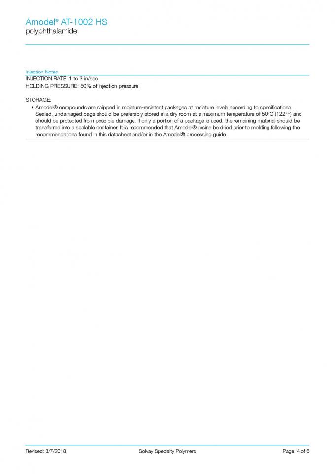 Solvay PPA PA Resin Amodel AT-1002HS Neat Toughened Heat Stabilized