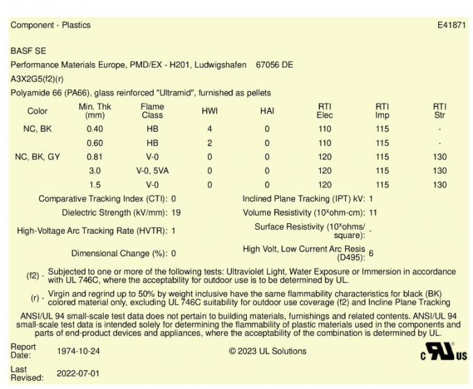 BASF PA66 Ultramid A3WG6 Resin 30% Glass Fiber Reinforced